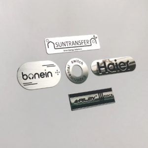 Custom metal sign high quality stainless steel embossed sticker name ...